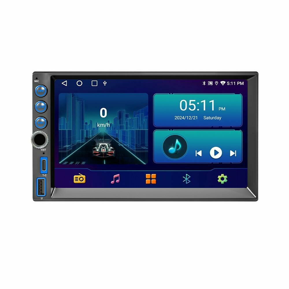 Автомагнитола 2 DIN 7 дюймов Android 13 экран Bluetooth FM AUX камера заднего вида навигация