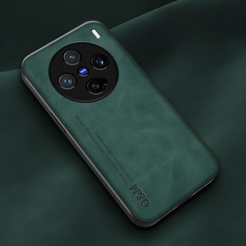 Для Vivo X200 Pro Mini Чехол для Skin Feel Противоударный матовый кожаный чехол Мягкая задняя крышка Funda для Vivo X200 Pro Mini Темно-зеленый, Черный Зеленый