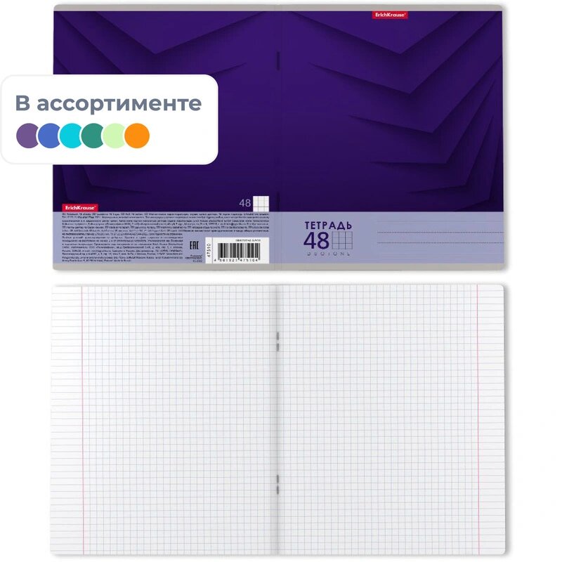 Тетрадь общая Erich Krause А5 48л клетка, скреп. Duotone Next 47510