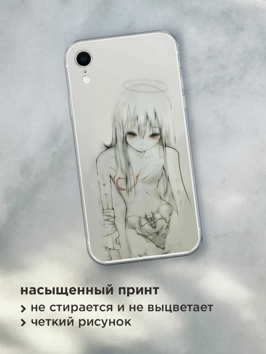 Чехол на Apple iPhone XR / Айфон XR с принтом "Аниме рисунок чёрно-белый" — фото 1