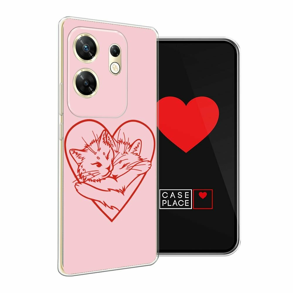 Чехол на Infinix Zero 30 4G / Инфиникс Зеро 30 4G с принтом "Влюблённые котики рисунок 1 - 14 февраля" — фото 1