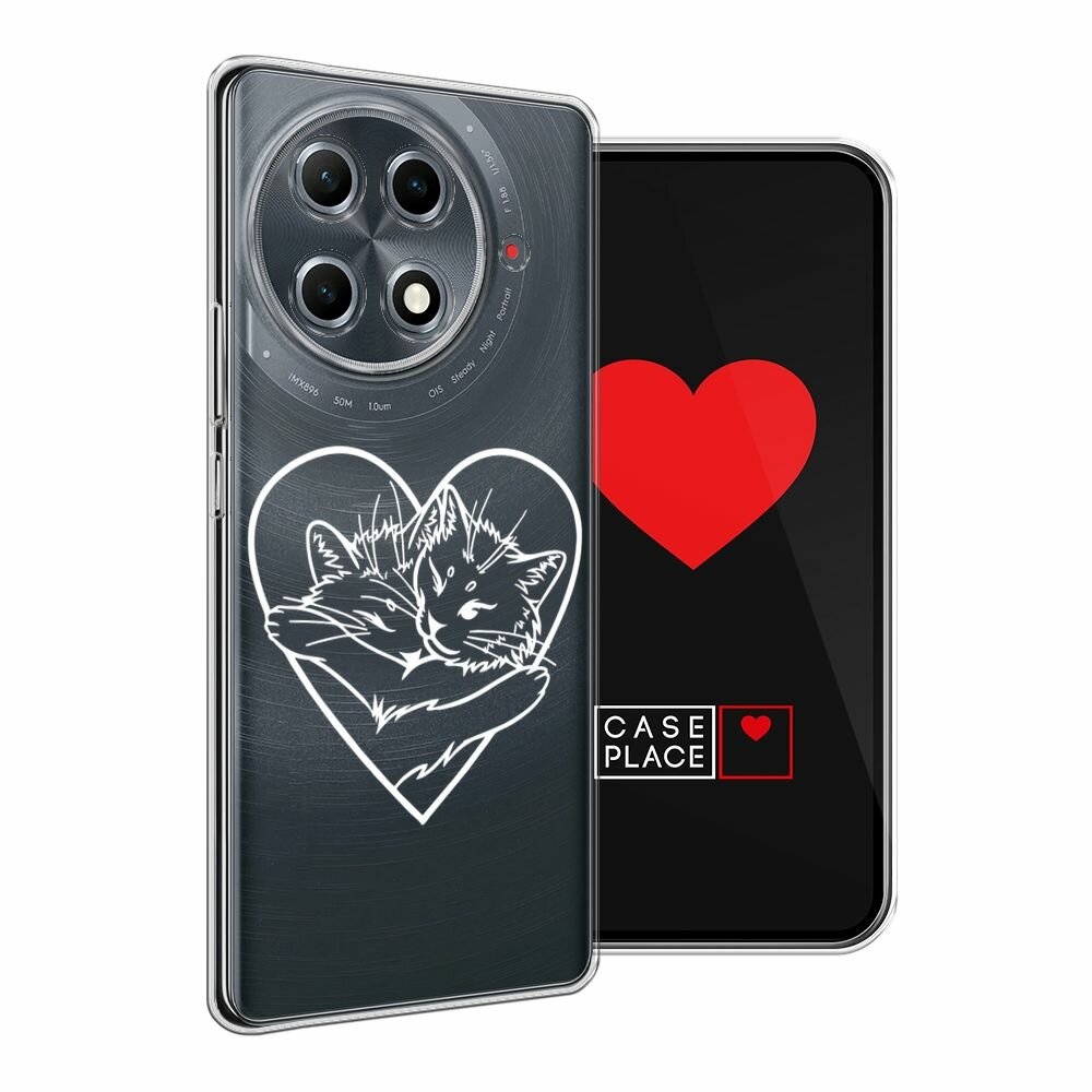 Чехол на Tecno Camon 30S Pro / Текно Камон 30S Про с принтом "Влюблённые котики рисунок 2 - 14 февраля", прозрачный — фото 1