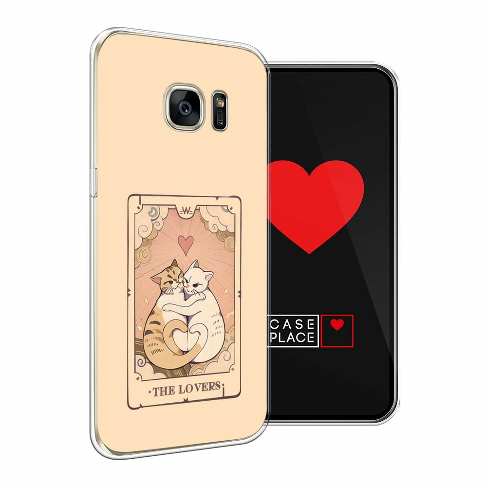 Чехол на Samsung Galaxy S7 / Самсунг Галакси С 7 с принтом "The lovers cats 1 - 14 февраля" — фото 1
