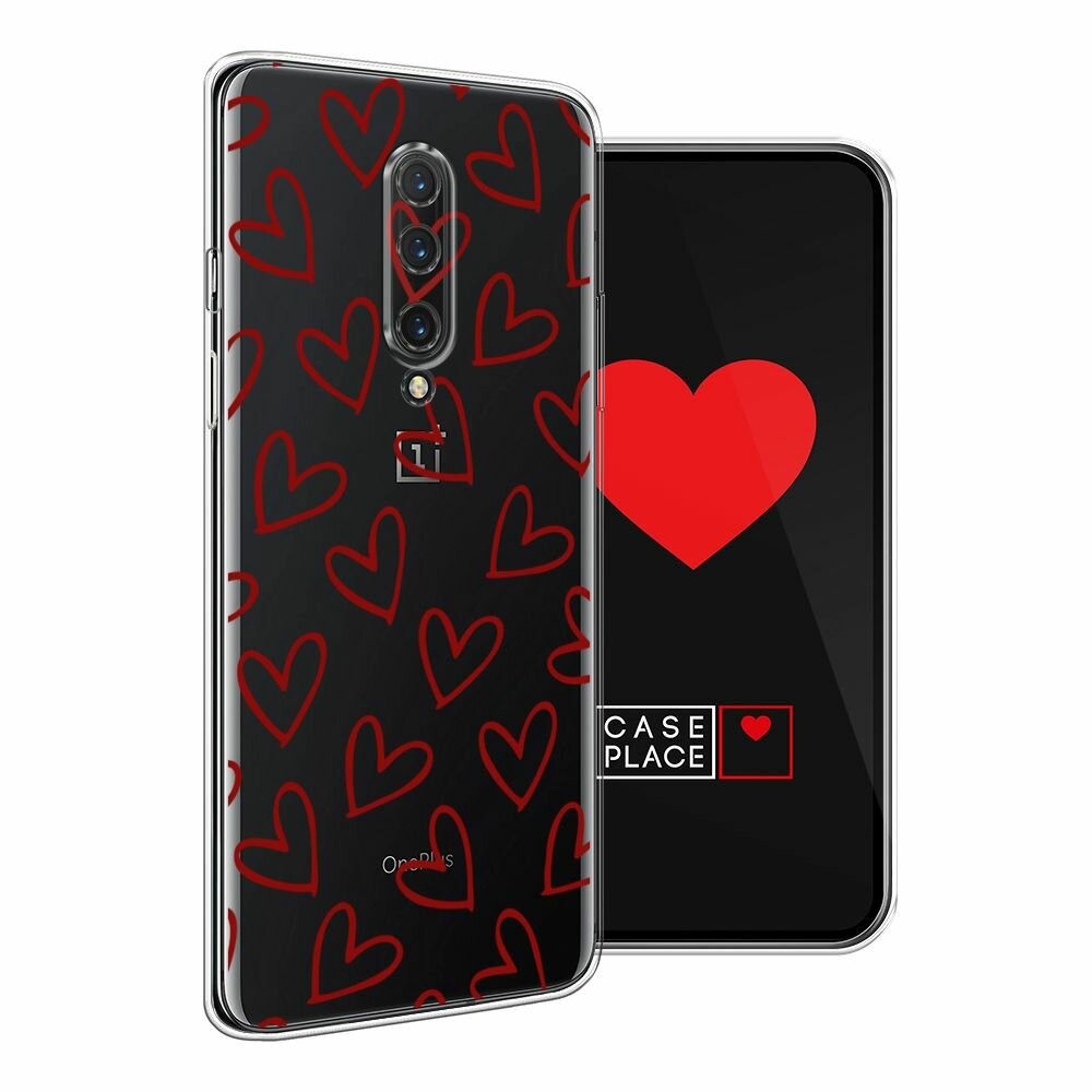 Чехол на OnePlus 8 / ВанПлас 8 с принтом "Little hearts doodles 2 - 14 февраля", прозрачный — фото 1