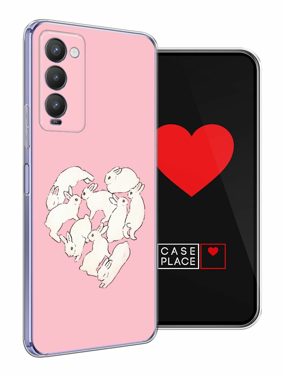 Чехол на Tecno Camon 18/18T / Текно Камон 18/18T с принтом "Сердечко из кроликов 1 - 8 марта" — фото 1