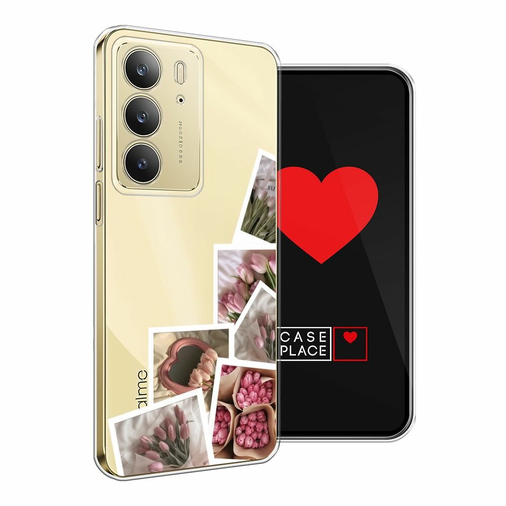 Чехол на Realme C75 4G / Реалми C75 4G с принтом "Весенние фото - 8 марта", прозрачный — фото 1