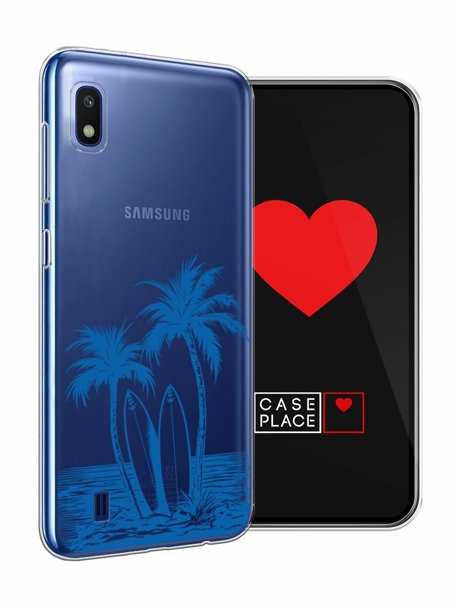 Чехол на Samsung Galaxy A10 / Самсунг Галакси А10 с принтом "Сёрфинг на островах 1", прозрачный — фото 1