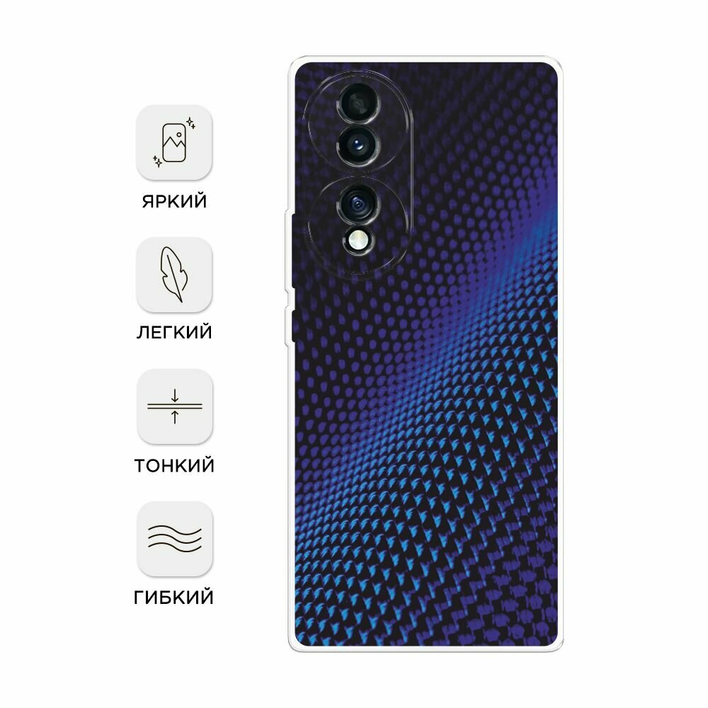 Силиконовый чехол на Honor 70 / Хонор 70 с принтом "Синий карбон" — фото 1