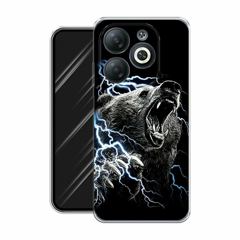 Чехол на Infinix Smart 8/8 HD/HOT 40i / Инфиникс Смарт 8/8 HD/HOT 40i с принтом "Гроза и медведь" — фото 1