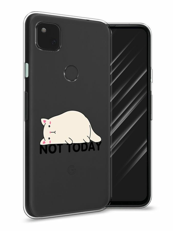 Чехол на Google Pixel 4A / Гугл Пиксель 4А с принтом "Cat not today", прозрачный