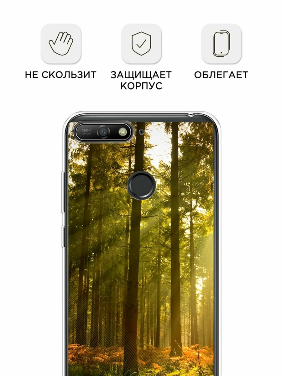 Чехол на Honor 7C/7A Pro/Huawei Y6 Prime 2018 / Хонор 7С/7А Про/Хуавей Y6 Prime 2018 с принтом "Лес 7" — фото 1