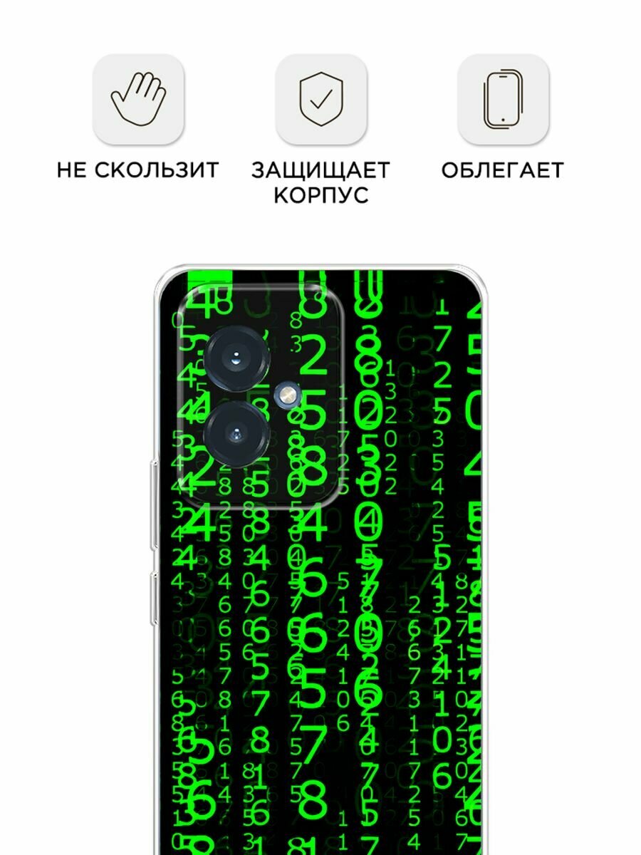 Силиконовый чехол на Honor 100 / Хонор 100 с принтом "Цифры матрицы" — фото 1