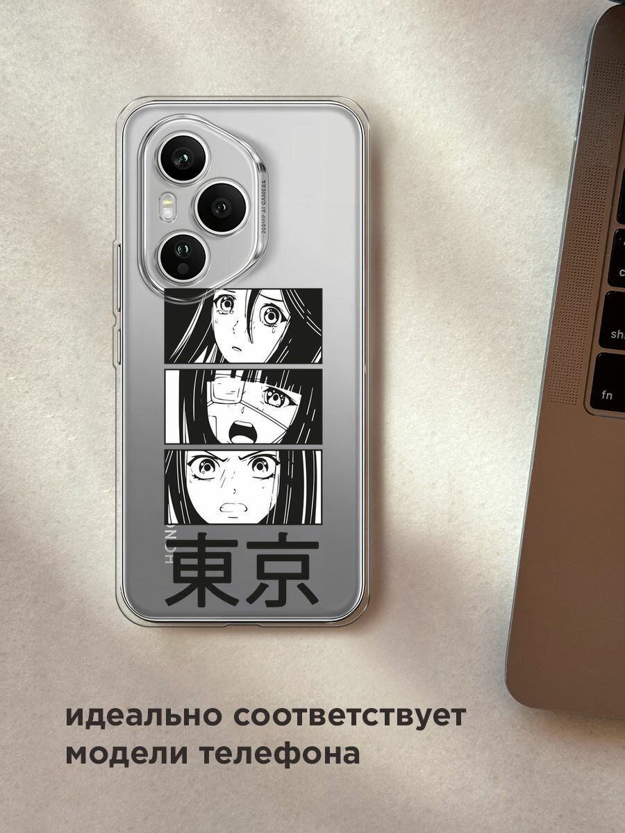 Чехол на Honor 400 Pro / Хонор 400 Про с принтом "Tokyo girls", прозрачный — фото 1