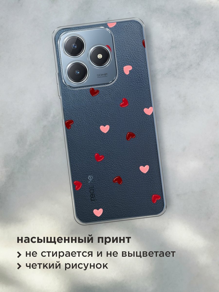 Чехол на Realme C63 / Реалми С63 с принтом "Бордовые сердечки 2" — фото 1