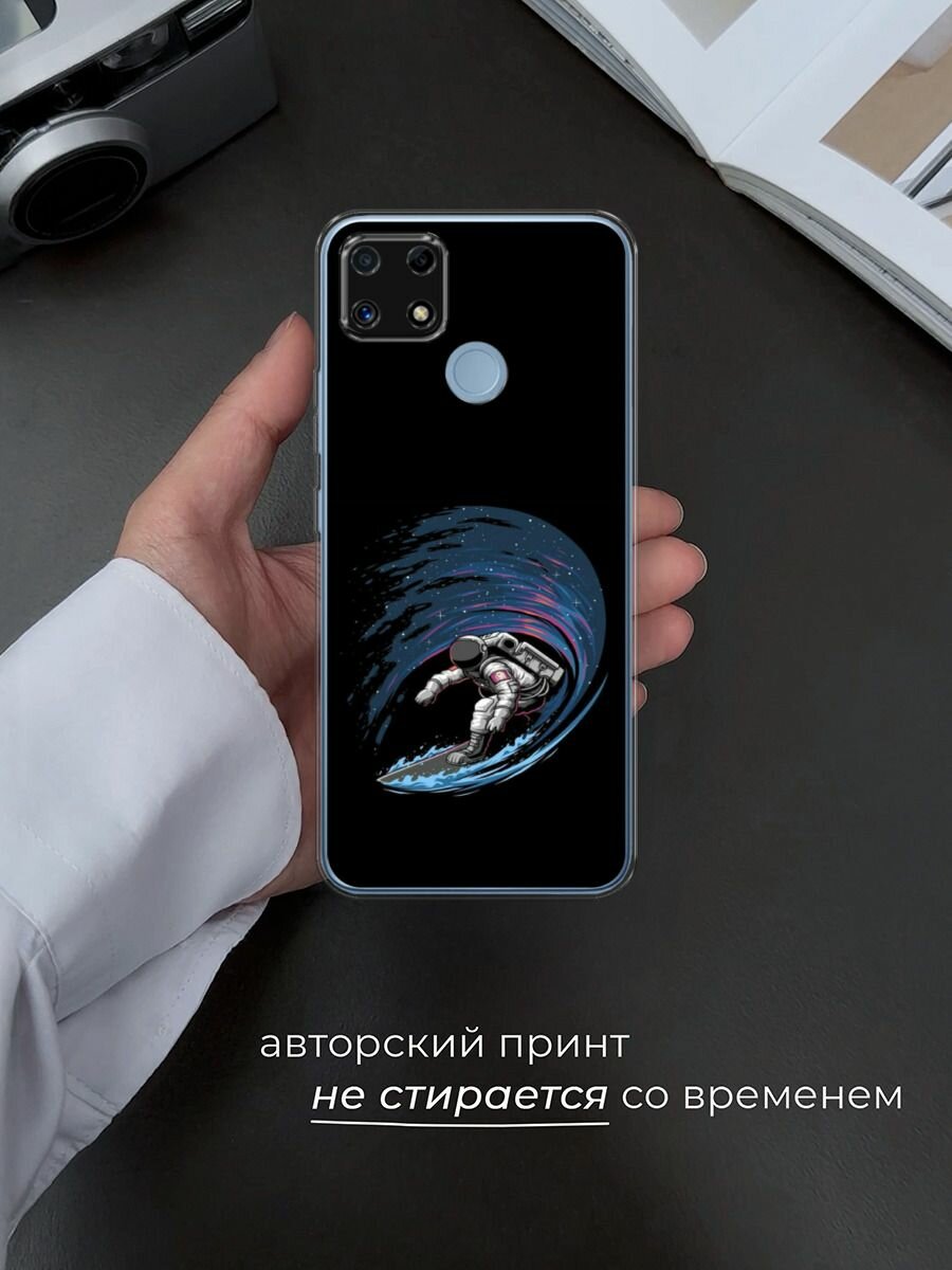 Чехол на Realme C25/C25s / Реалми С25/C25s с принтом "Космонавт на серфе" — фото 1