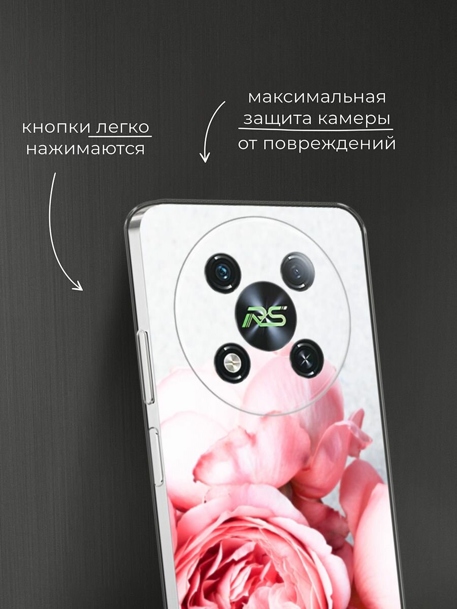 Силиконовый чехол на Itel RS4 / Ител РС4 с принтом "Пионы на белом" — фото 1