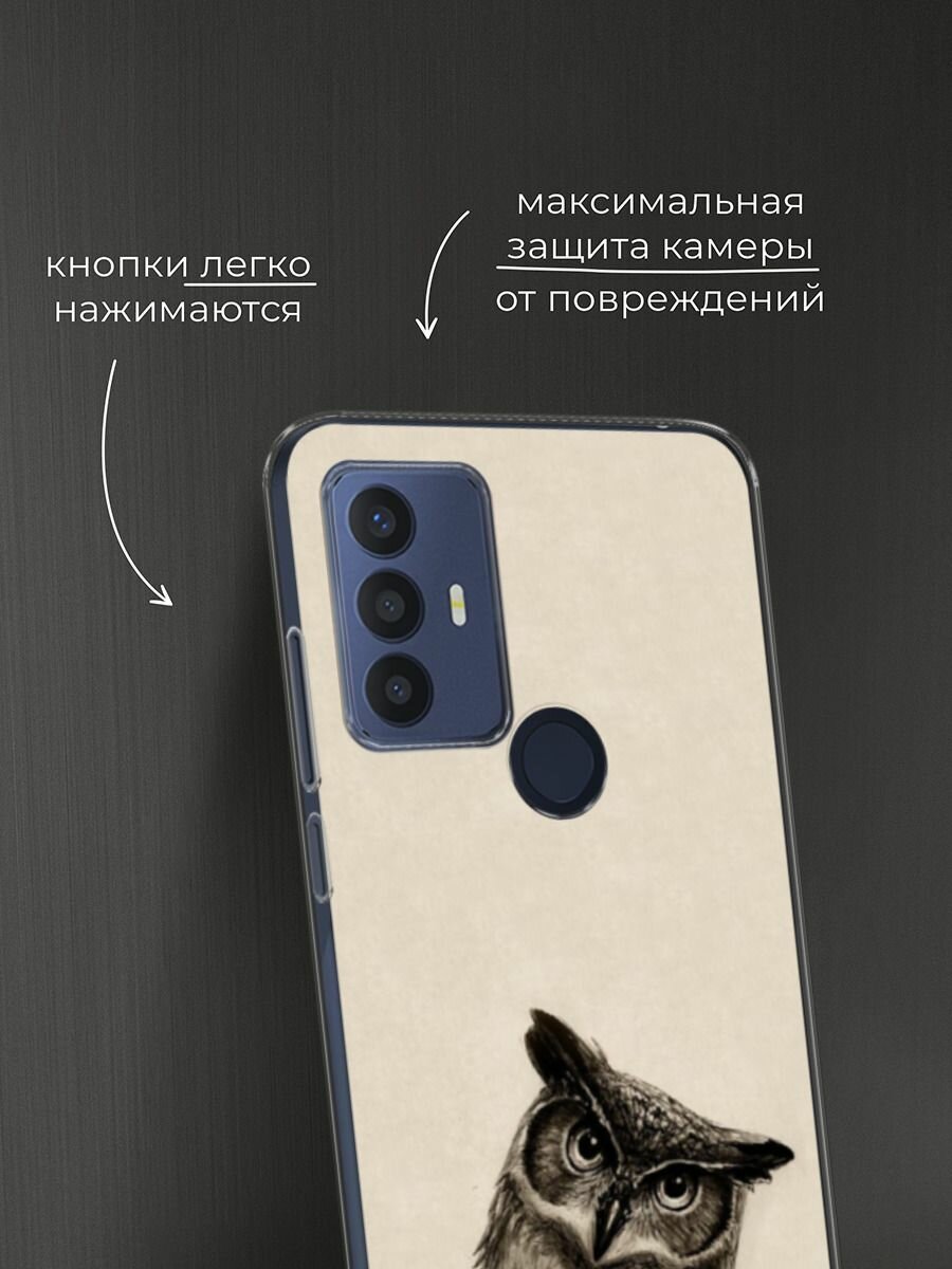Силиконовый чехол на TCL 30E/30 SE/305/306 / ТСЛ 30E с принтом "Сова" — фото 1