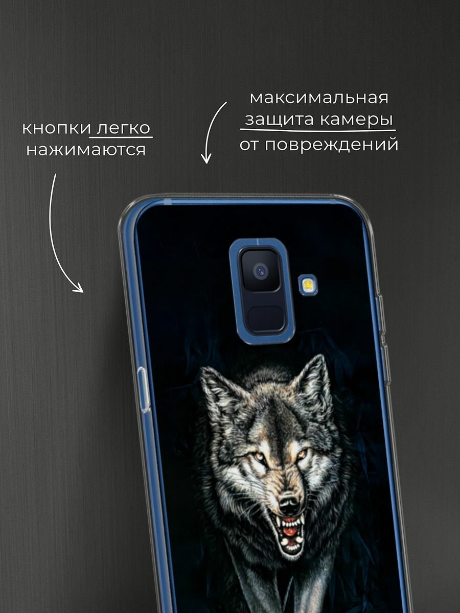 Чехол на Samsung Galaxy A6 / Самсунг Галакси А6 с принтом "Злобный волк из ночи" — фото 1
