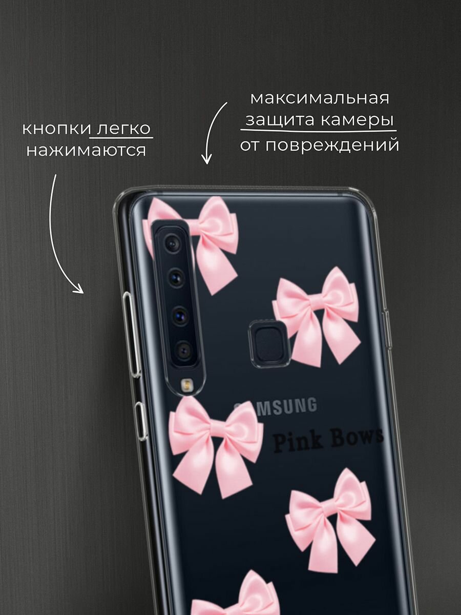 Чехол на Samsung Galaxy A9 2018 / Самсунг Галакси А9 2018 с принтом "Pink Bows", прозрачный — фото 1