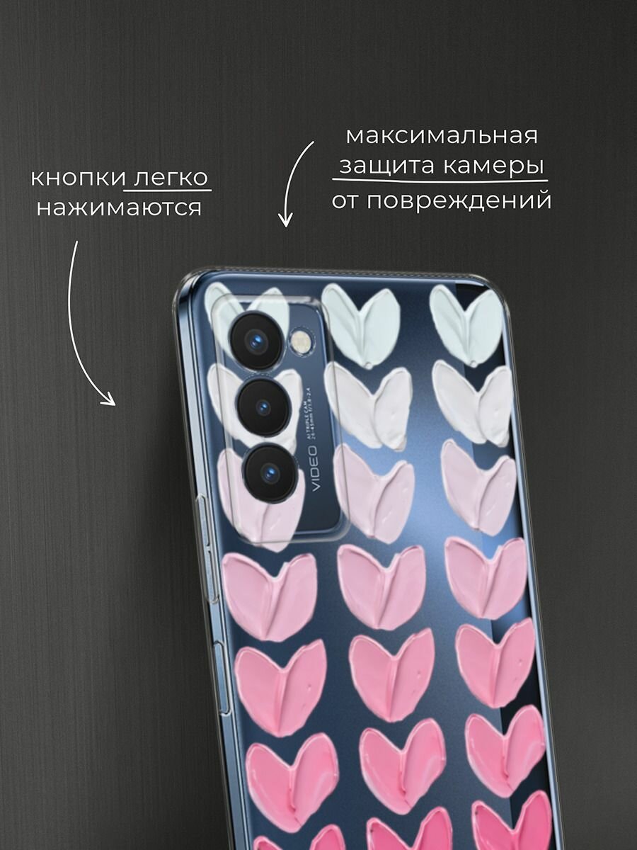 Чехол на Tecno Camon 18P / Техно Камон 18Р с принтом "Градиент из сердечек" — фото 1
