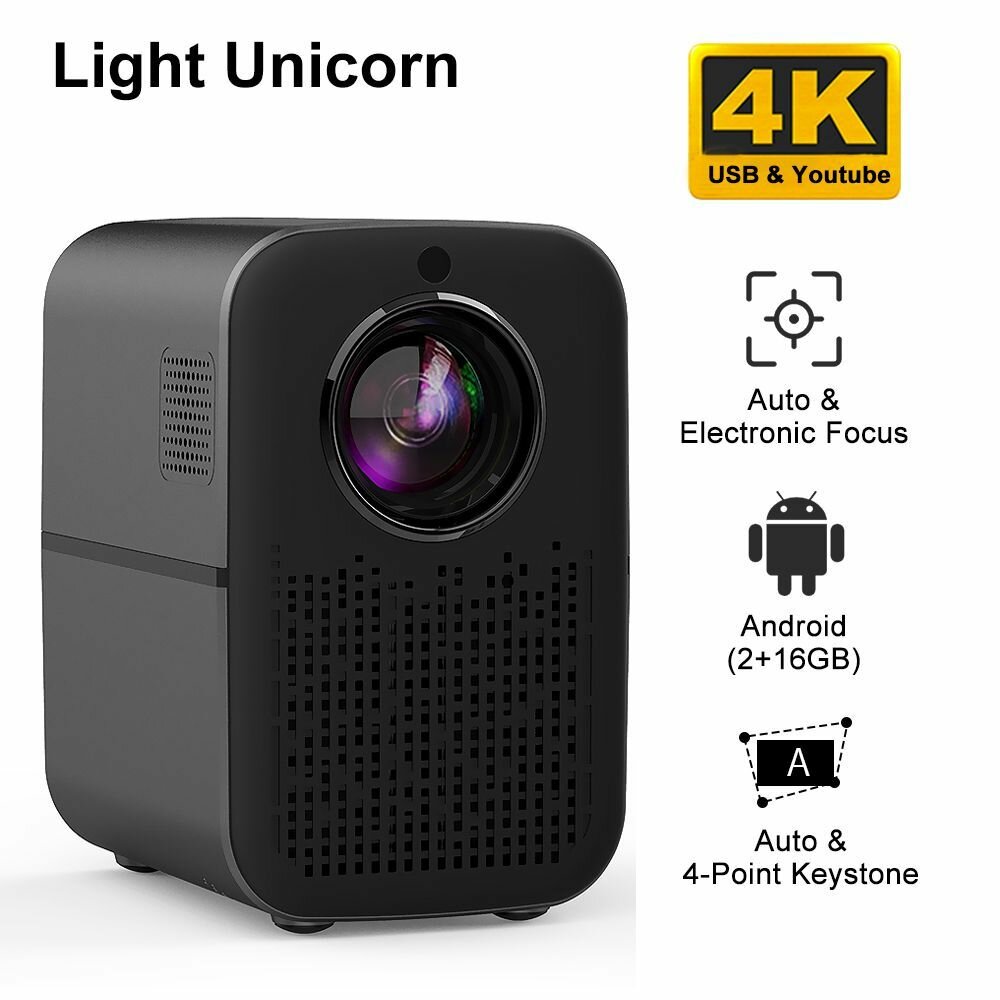 Light Unicorn M6 PRO AI автофокус проектор 4K 1080P full hd Android 5G WIFI LED видео для дома кинотеатра проэктор.
