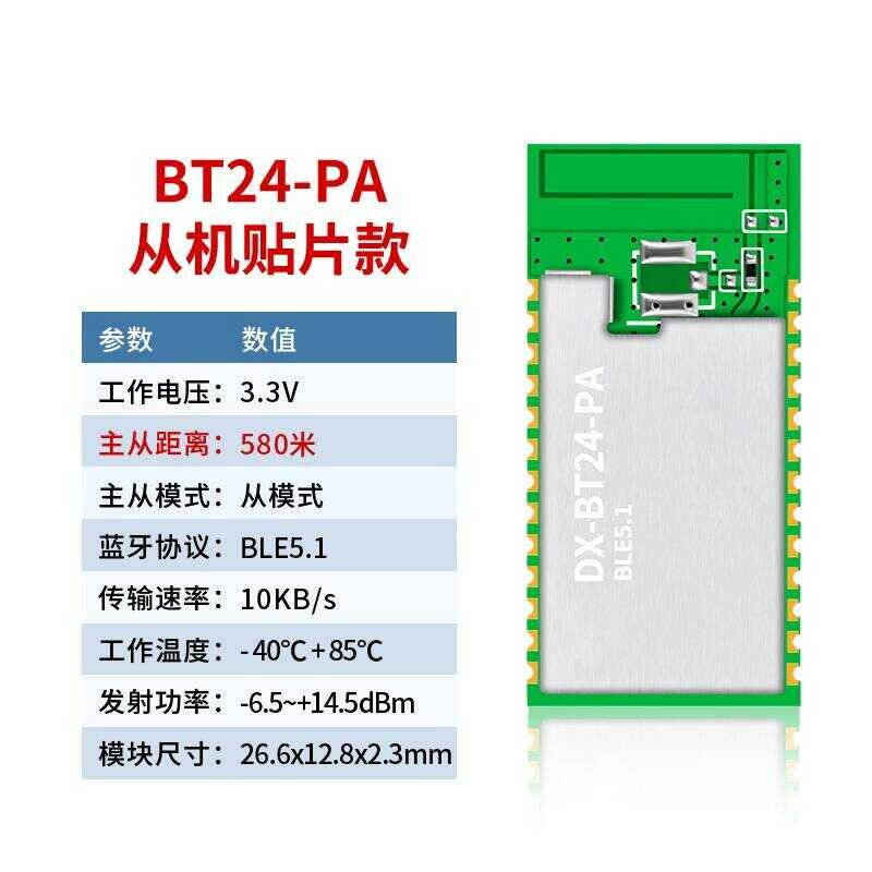 BT24-PA Мастер-Слave 600m Дальнобойный BLE5.1 Bluetooth Модуль Последовательная Связь Прозрачная Беспроводная Передача Данных Тип опции доставки: МодельподчиненногоSMDDX-BT24-PA