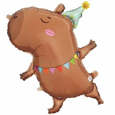 Воздушный шар фольгированный весёлая затея Капибара, коричневый, 78 см