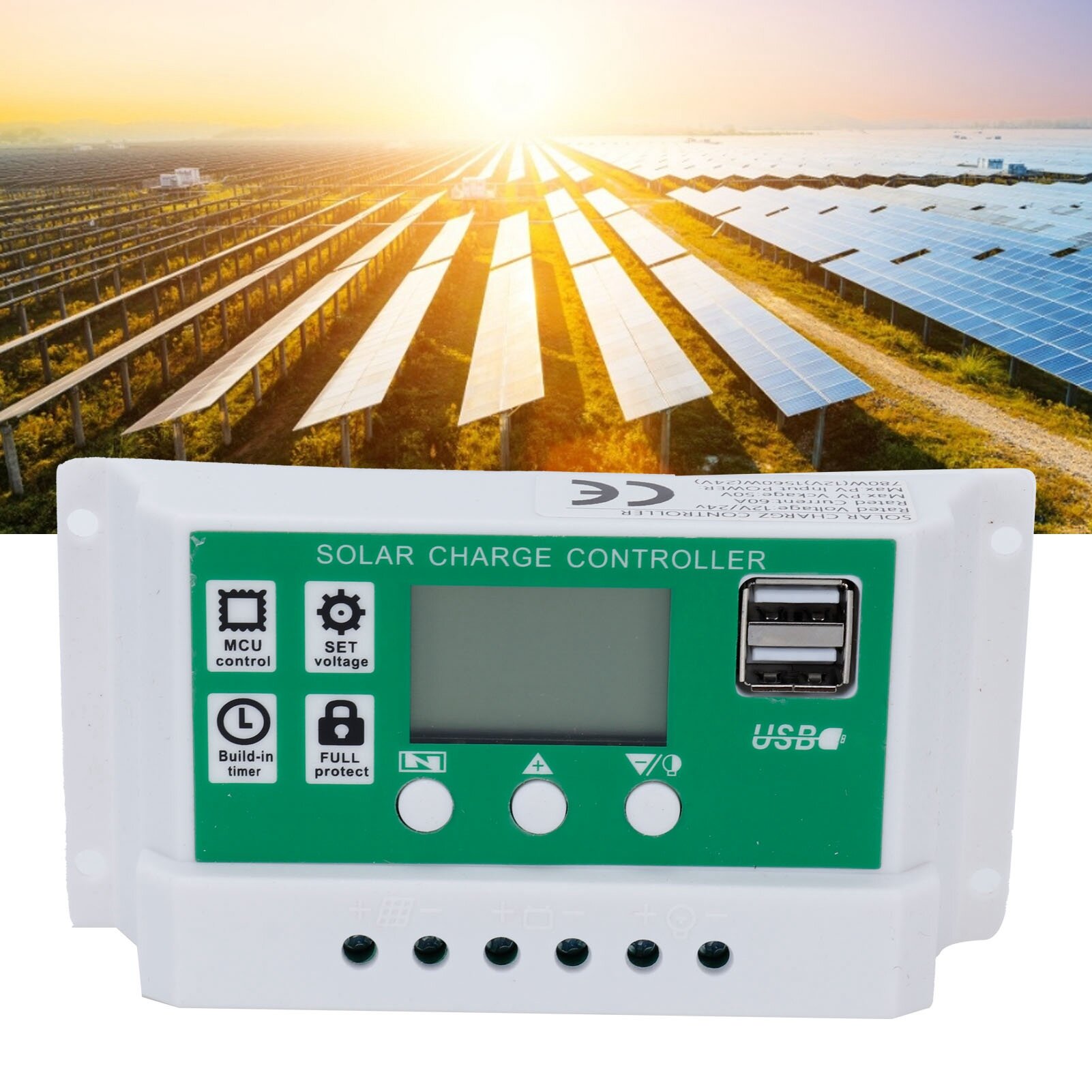 60A 12V 24V PWM Солнечная панель Регулятор заряда батареи Контроллер автоматической фокусировки и отслеживания