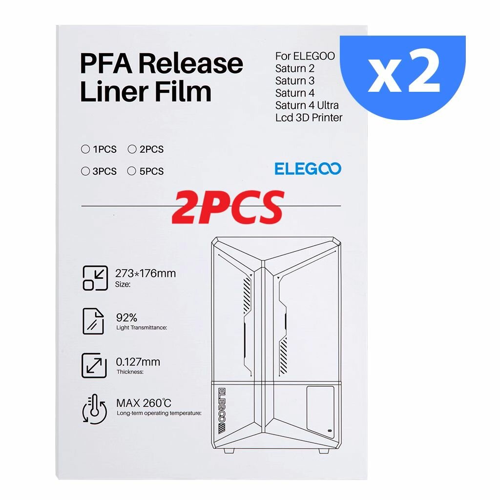 Пленка для 3д принтера ELEGOO PFA Film (nFEP 2.0) 2 штук для Mars, Saturn 2, 3, 4 Ultra,