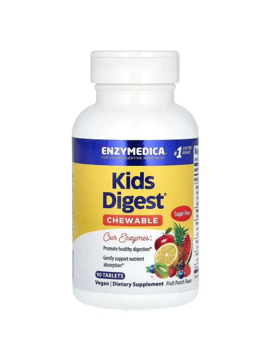 Enzymedica Kids Digest, Ферменты для пищеварения детские 90 жевательных таблеток