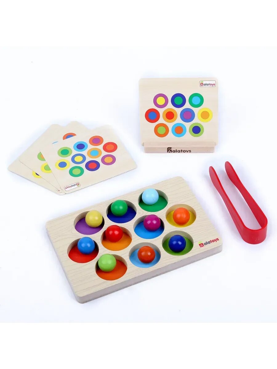 Сортер с пинцетом Цветные шарики