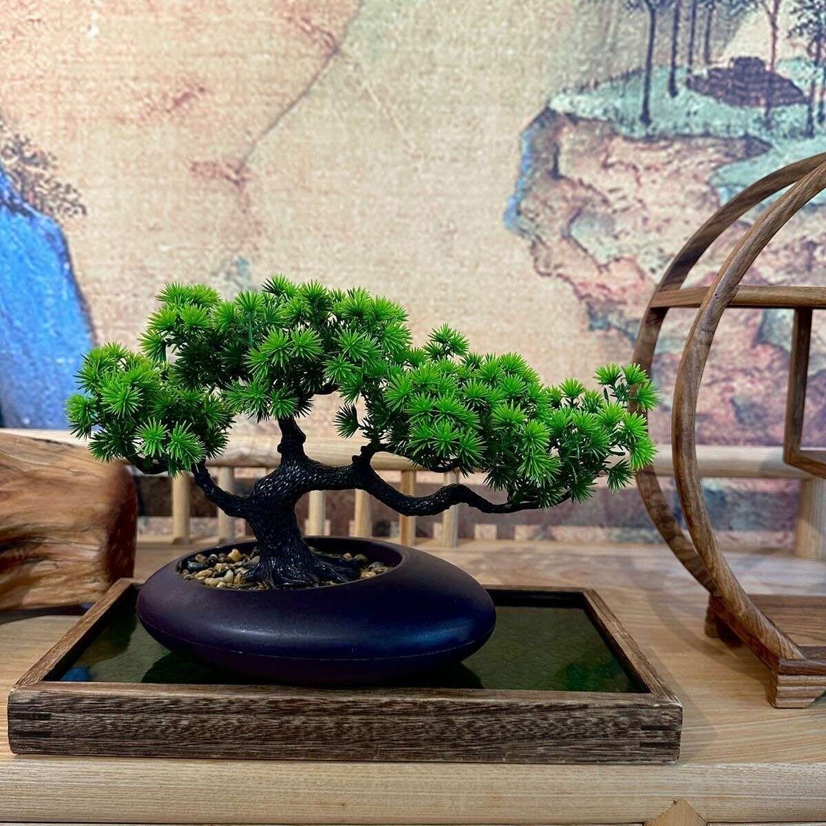 Искусственный бонсай в горшке для декора интерьера стильное украшение дома и офиса без ухода