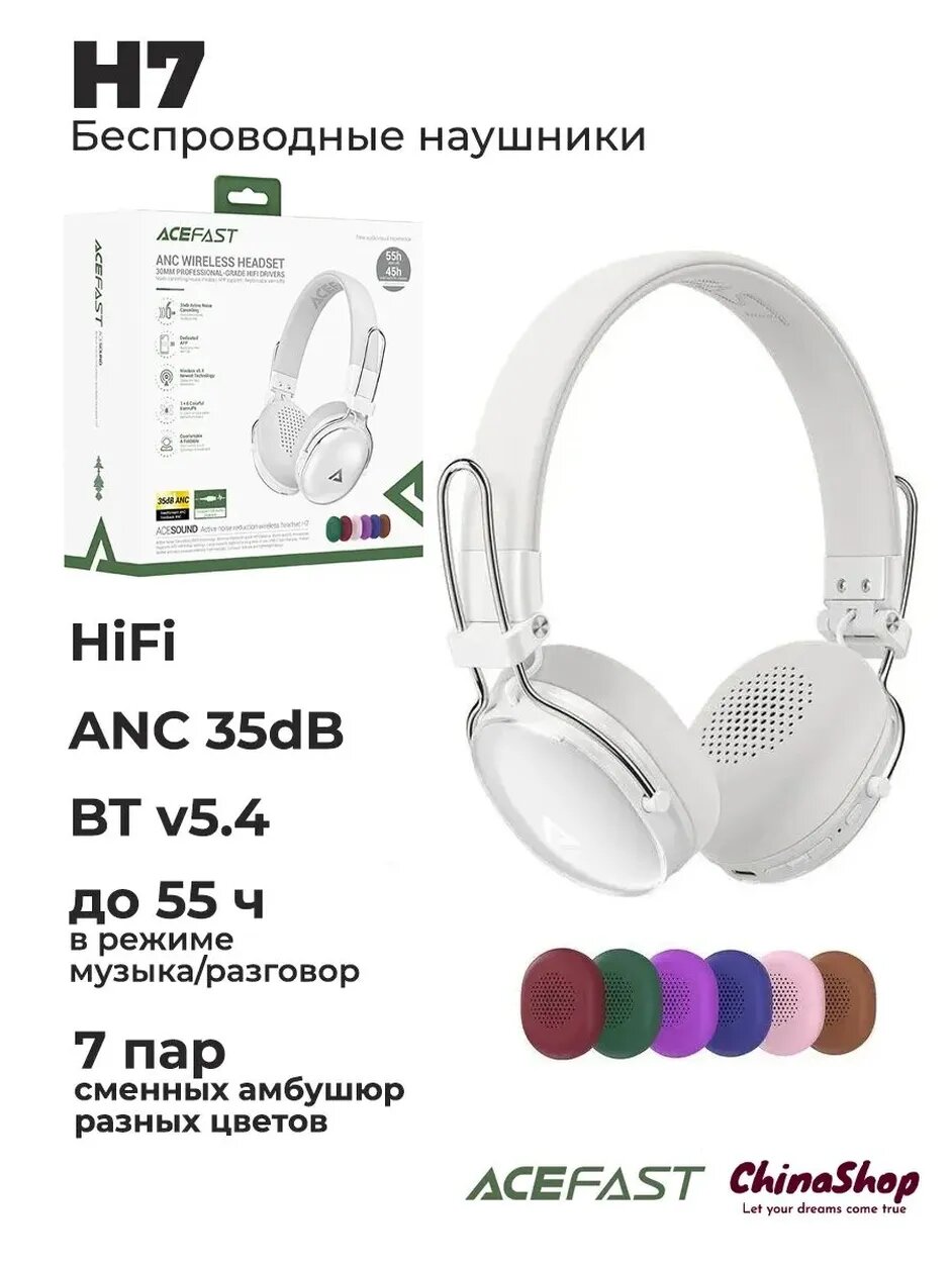 Беспроводные накладные наушники с активным шумоподавлением ACEFAST H7 Active Noise Reduction Wireless Headset