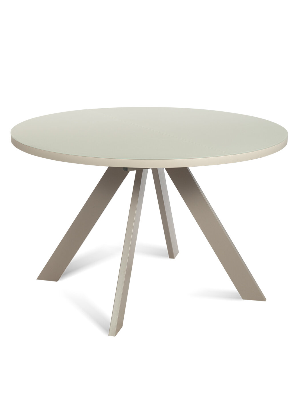 Стол стеклянный раздвижной FARGO 120 CAP SILK, 120(160)х120 см, (стекло матовое капучино/бежевые ножки)