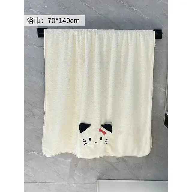Комплект из трех предметов: банное полотенце и юбка для ванны Sanrio Hello Kitty, милая, кавайная, быстросохнущая, безворсовая юбка для ванны с героями мультфильмов в стиле аниме.
