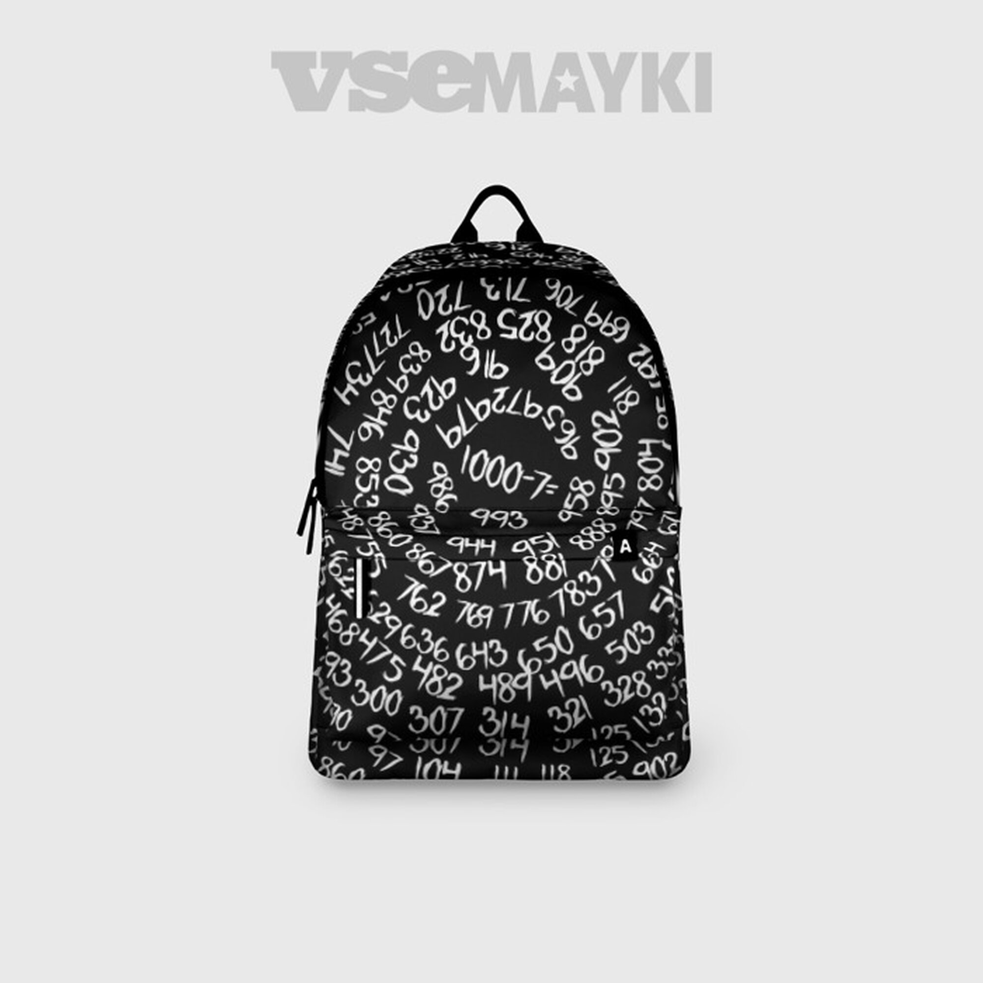 Рюкзак VseMayki с принтом 1000-7, городской, унисекс, One size, белый