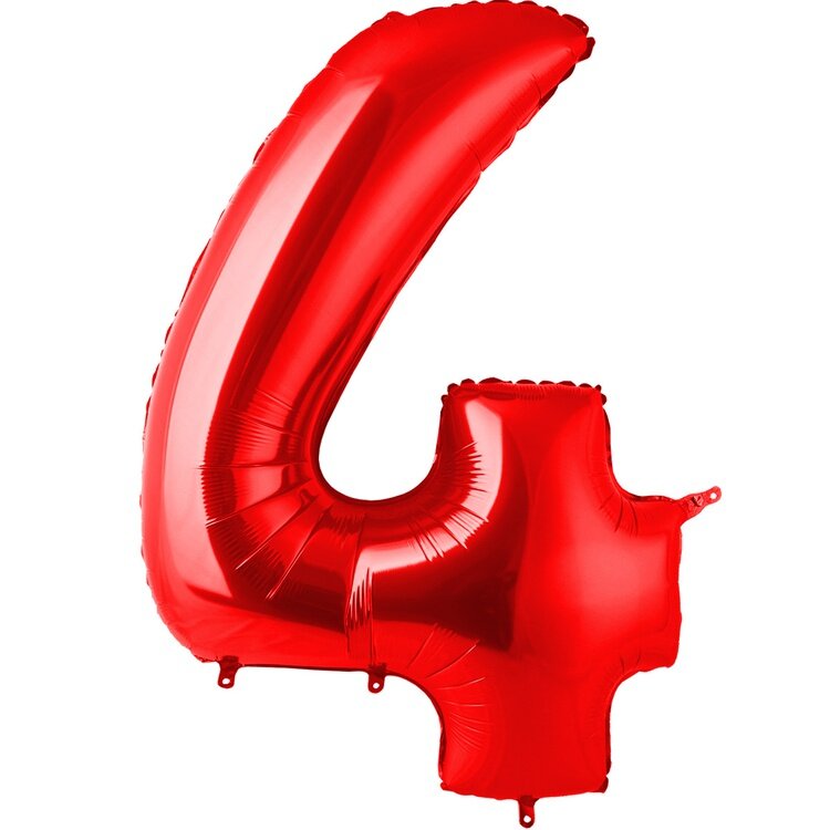 Воздушный шар фольгированный, цифра 4, 40" Red