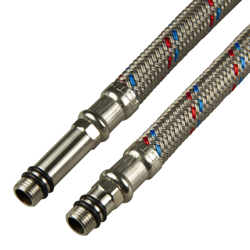 Гибкая подводка для смесителя 1/2", 80 СМ, М10 Штуцер: (36 мм и 18 мм), Штуцер-штуцер , 2 шт