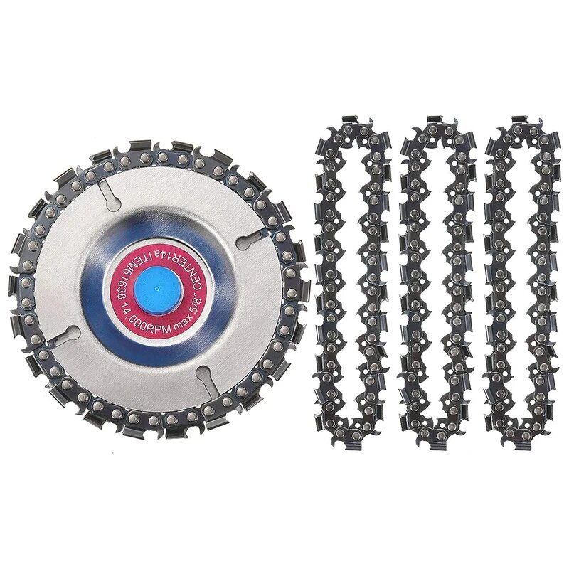 Цепной диск для резьбы по дереву, 4 дюйма, 22 зубца, пильное полотно, шлифовальный станок, диск для резьбы по дереву для угловой шлифовальной машины, круговое колесо бензопилы