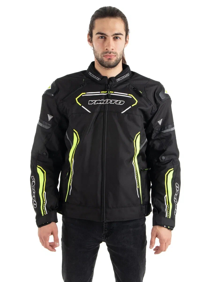Мотокуртка Vmoto Bostun 2 Black/Yellow S, защита на плечах и локтях
