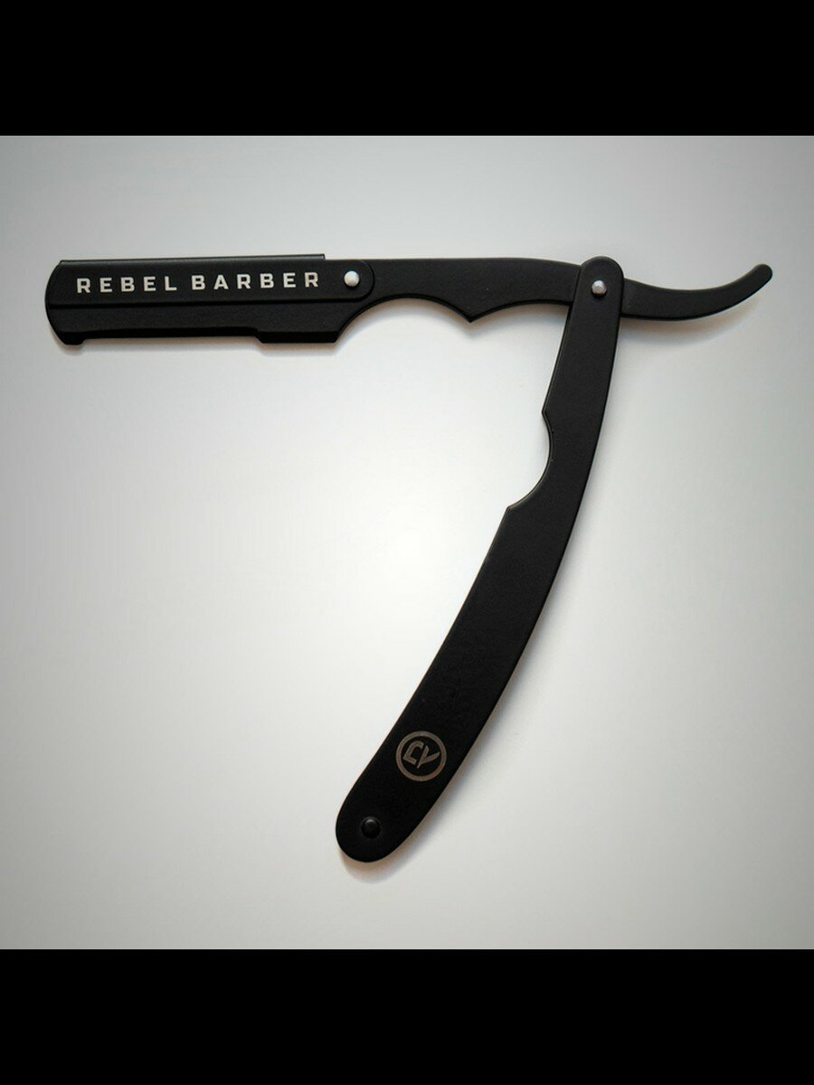 REBEL BARBER Protector Black Razor, Опасная бритва с защитой и сменным лезвием Protector Black