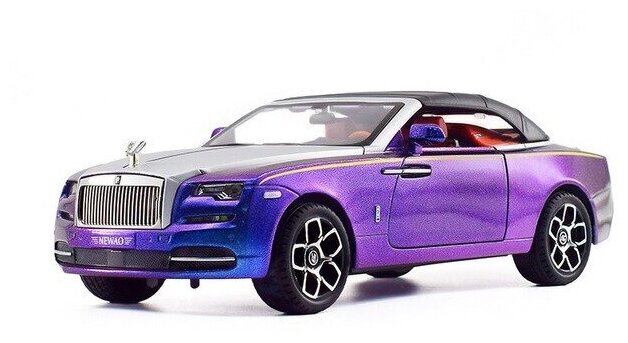 Модель металлическая Rolls-Royce Dawn кабриолет 1/24 свет, звук, поворот руля, крыша съемная (XA2410B) (Цвет: Сиреневый)