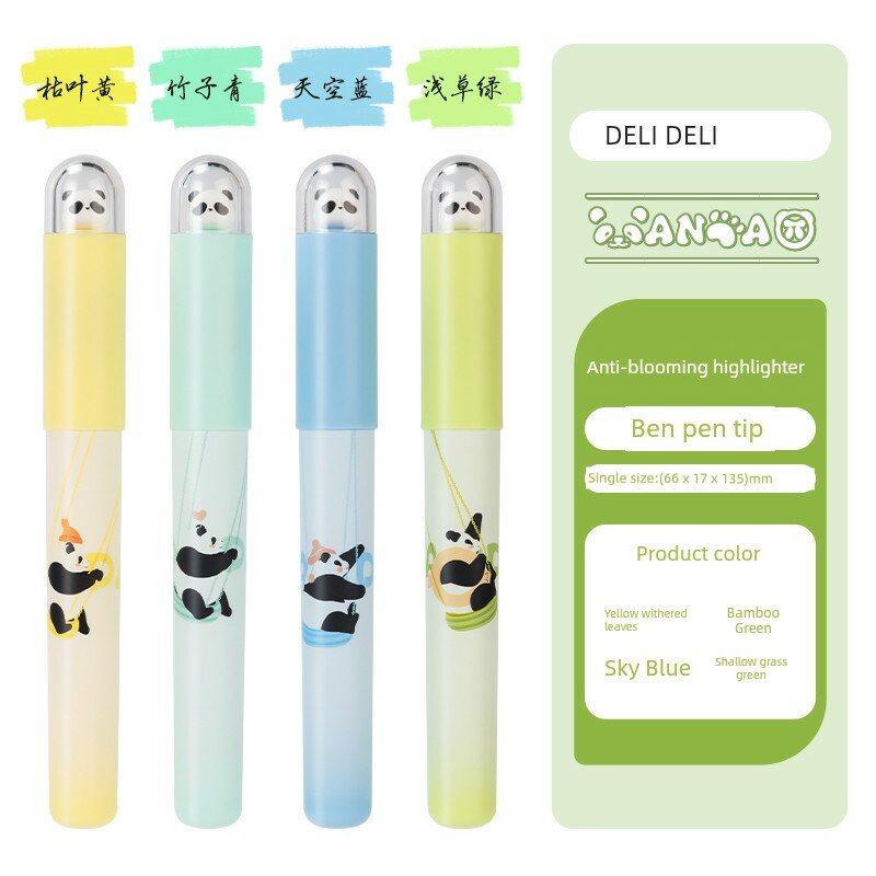 Маркер-текстовыделитель Deli в виде милой панды, высококачественный, с наконечником в форме топора, для студентов, для