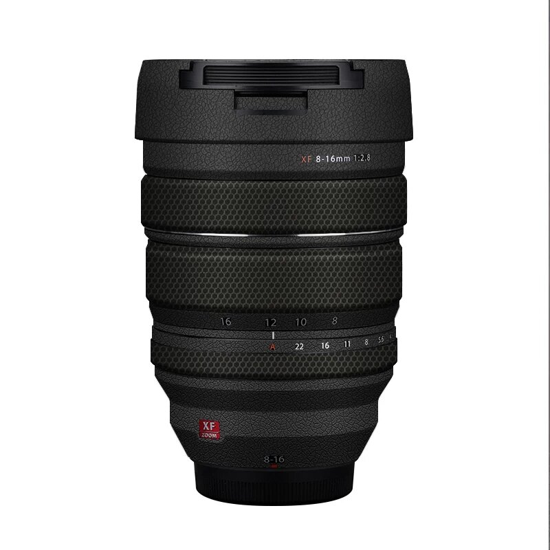 Защитная пленка для объектива FUJI XF8-16F2.8, черный узор в виде кожи, устойчивая к царапинам, высокая прозрачность, 1