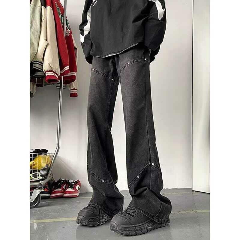 JYL Джинсы Флэр Камуфляж Винтаж Разорванные Деним, Размер_2XL