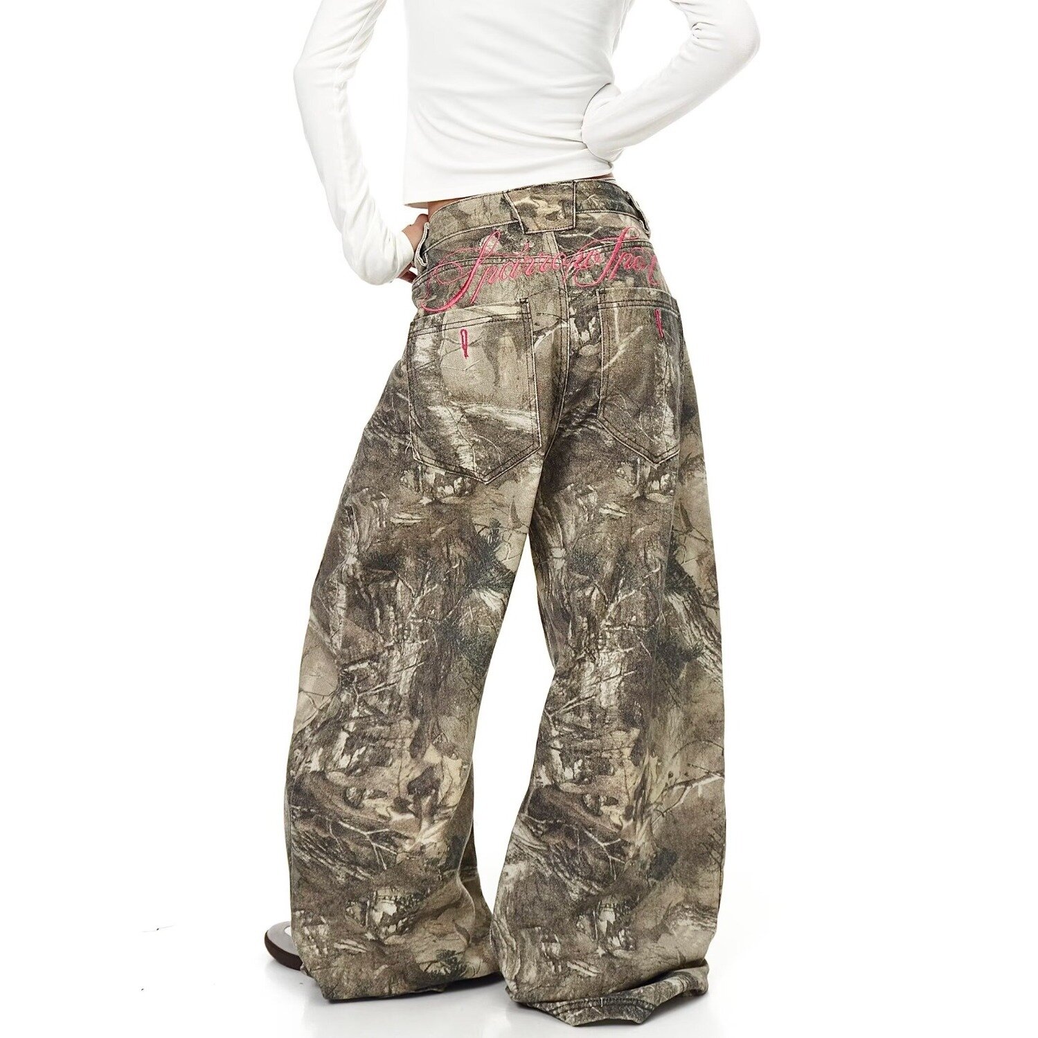 Тренд RONG CH Джинсы Мужские Буткют Винтажные Дизайн Свободные Широкие Длинные Деним, Размер_XL