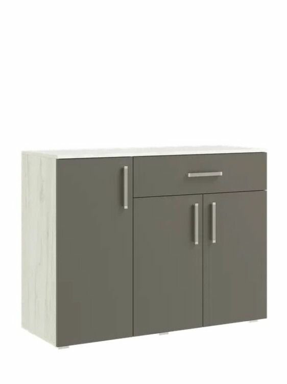 Комод Фиеста NEW 1202х908х446, Графит/Дуб Крафт Белый, 1 ящик, 3 двери, МИФ