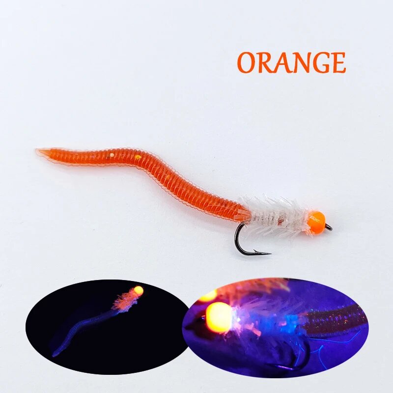Светящийся червячный крючок ZUOFILY Bionic Earth Оранжевый, Orange