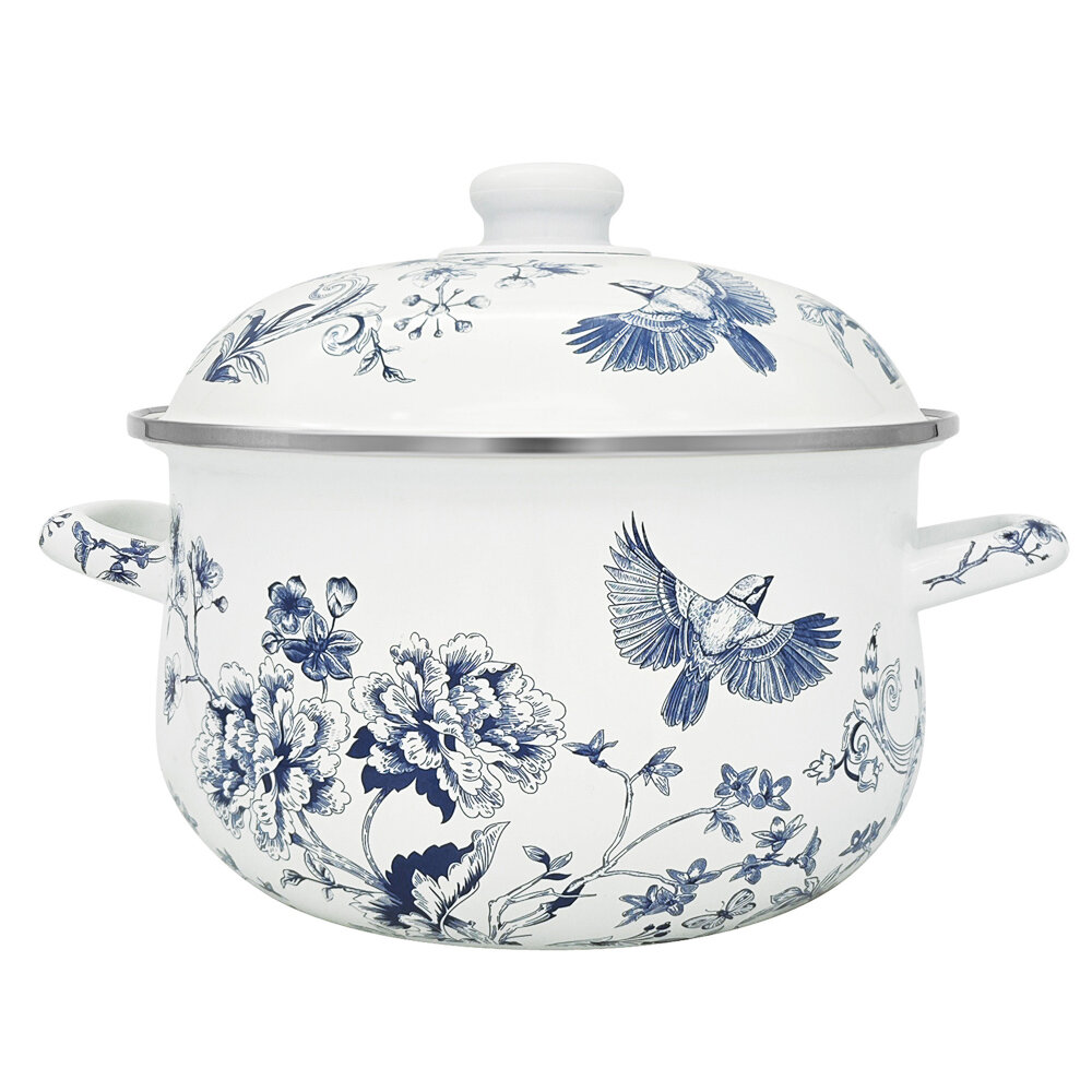 Кастрюля с крышкой эмалированная 2 литра, 18 см, для индукции