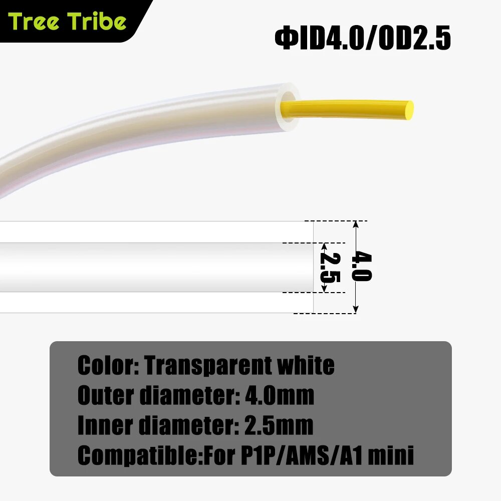 TreeTribe Тефлоновая трубка 4.0/2.5 мм, прозрачная, 10 м